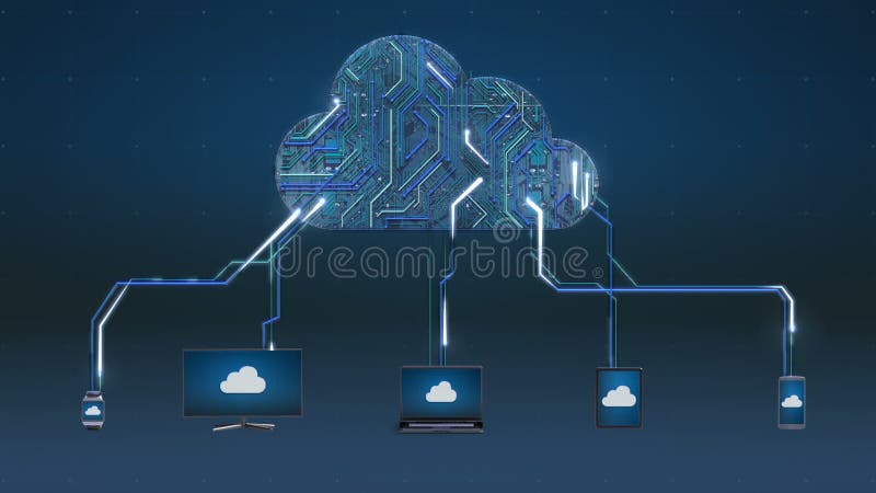 Access Cloud Computing Service Animation, Application into Cloud Stock ...