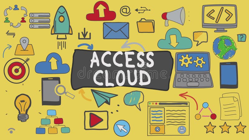Access Cloud, Yellow Illustration Graphic Technology Concept Stock ...