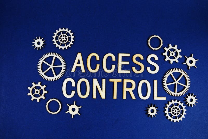 Access Control Alphabet Letters with Gears Element on Navy Blue ...