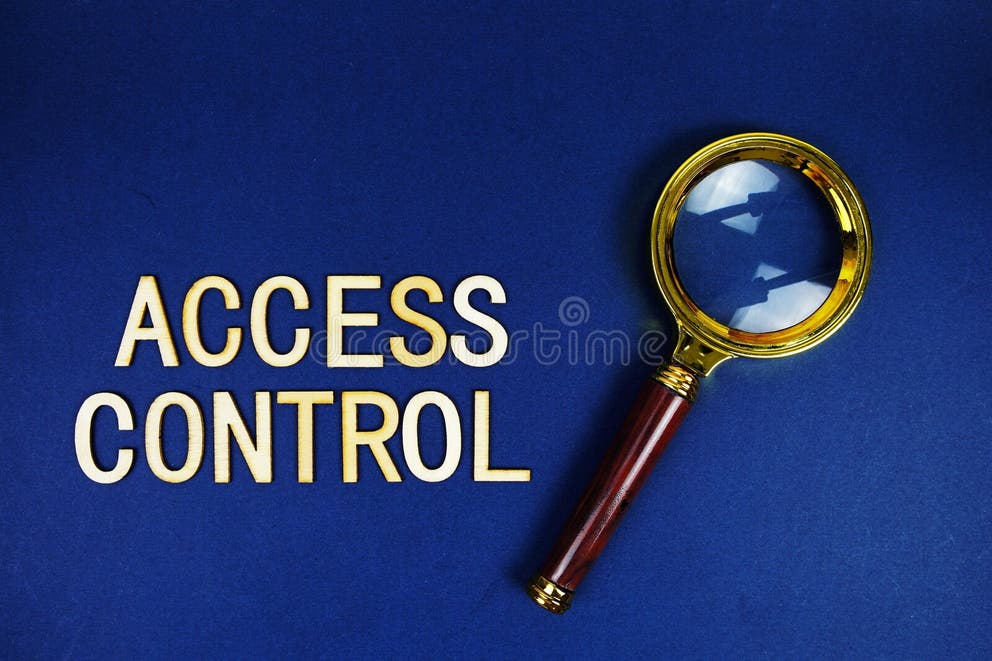 Access Control Alphabet Letters with Magnifying Glass on Navy Blue ...