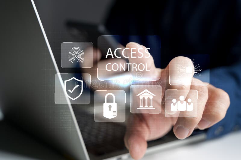 Access Control Concept. Businessman Using Mobile Smartphone with ...