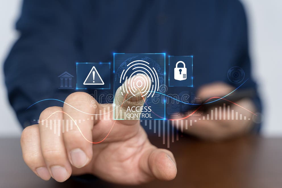 Access Control Concept. Businessman Using Mobile Smartphone with ...