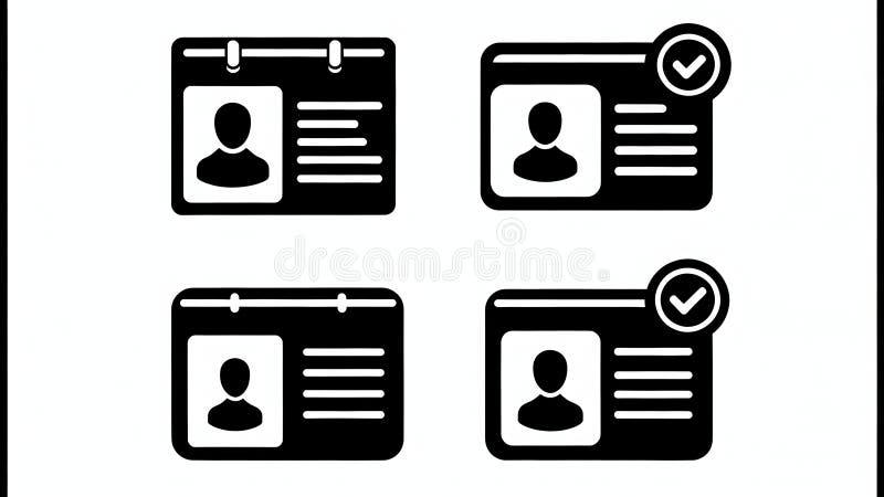 Access Control Identity Badges Cards Icons Set with Validation ...