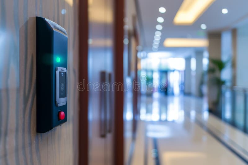 Access Control System on the Office Corridor Wall. Stock Image - Image ...