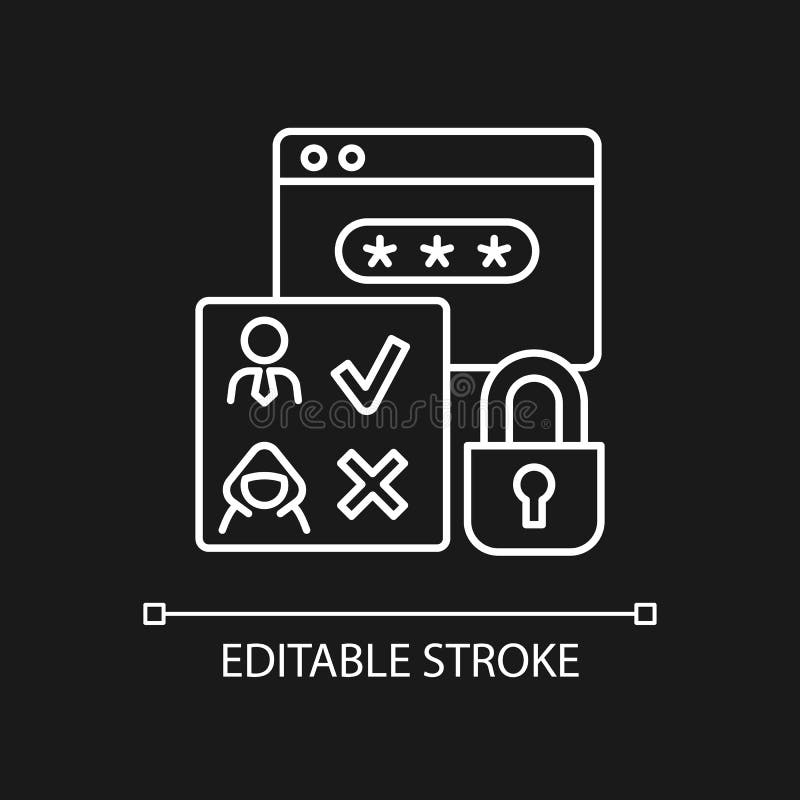 Access Control White Linear Icon for Dark Theme Stock Vector ...