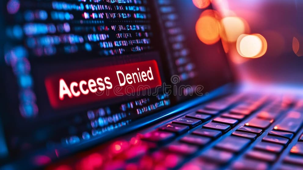 Access Denied Error on Computer Screen with Colorful Lights Stock ...