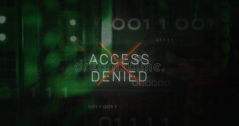 Access Denied Text and Microprocessor Connections Against Close Up of a ...