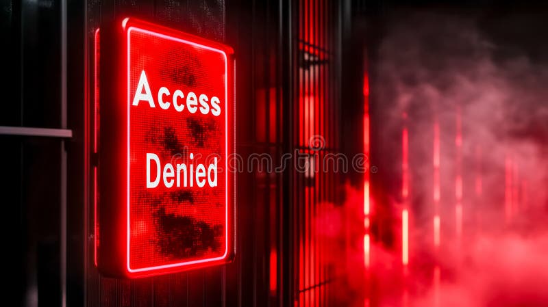 Access Denied Warning Showing on a Red Screen in a Server Room Stock ...