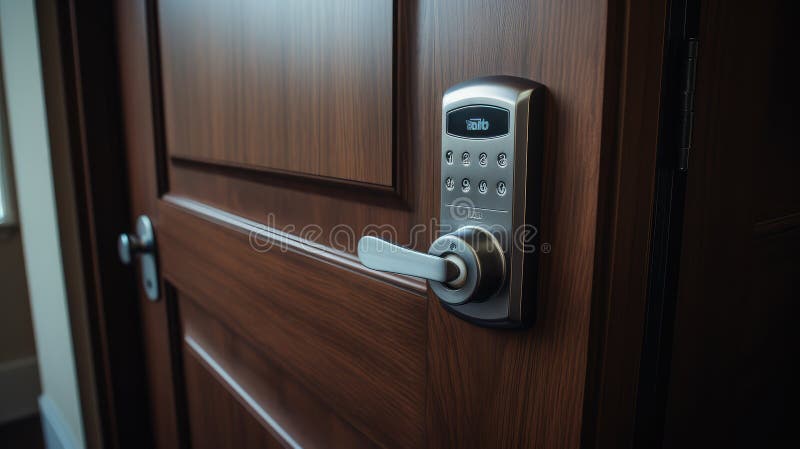 Electronic Door Handle Using Keycard Access for Security Stock Vector ...