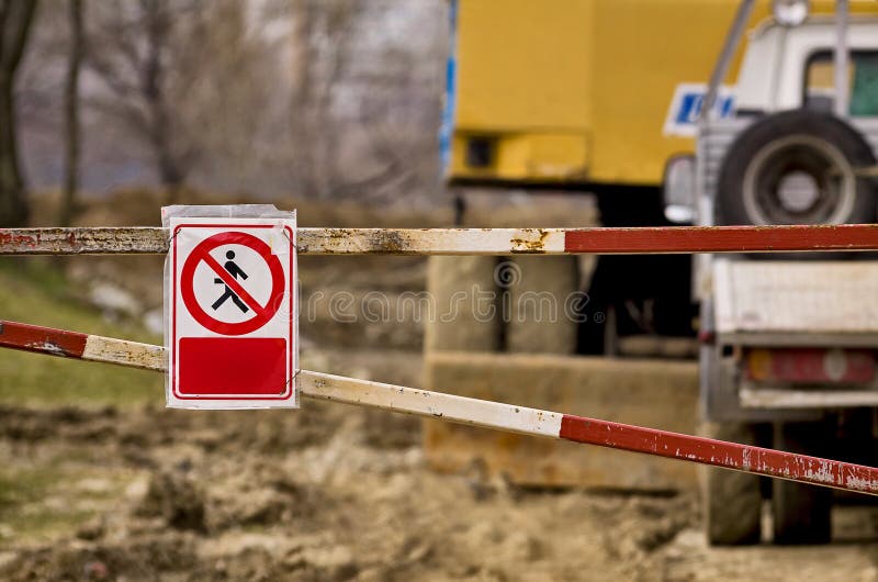 Access Forbidden Sign Near a Construction Site Stock Photo - Image of ...