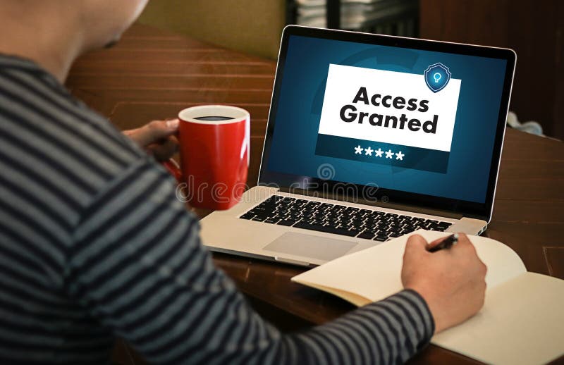 Access Granted Anytime Available Businessman Working at Office D Stock ...