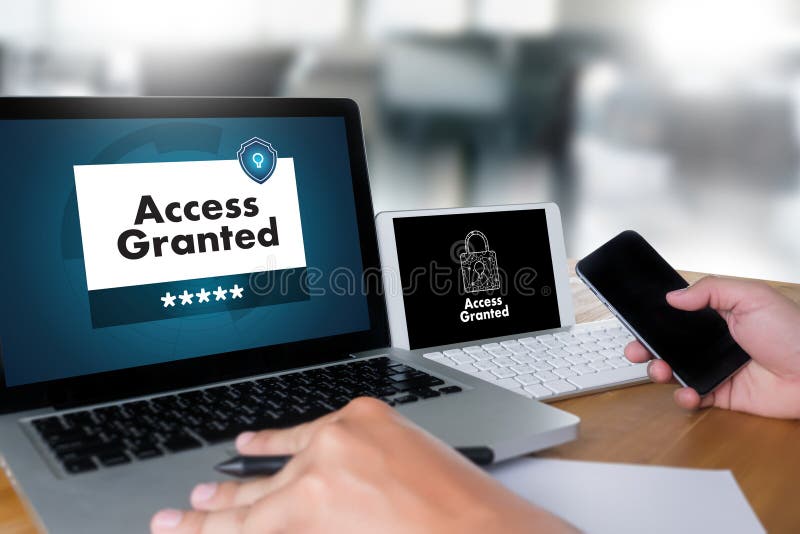 Access Granted Anytime Available Businessman Working at Office D Stock ...