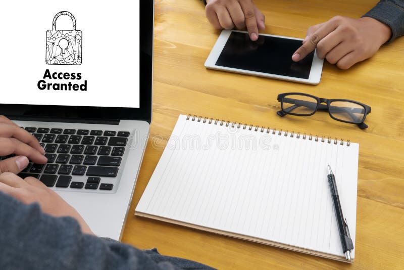 Access Granted Anytime Available Businessman Working at Office D Stock ...
