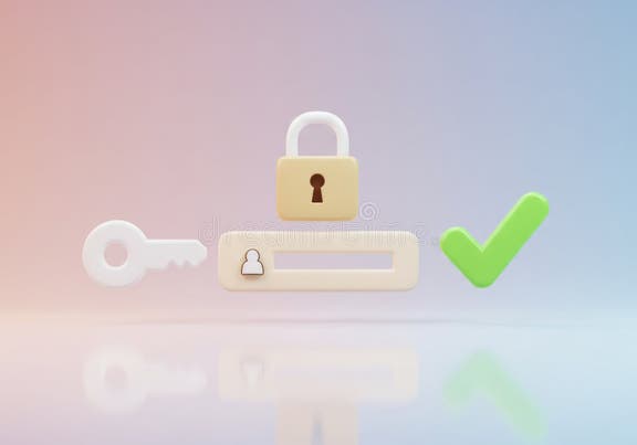 Access Granted with Lock Key and Login Success Confirmation Stock ...