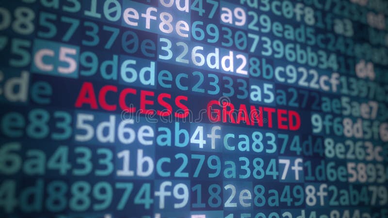 ACCESS GRANTED Text and Program Code on the Computer Screen Stock ...