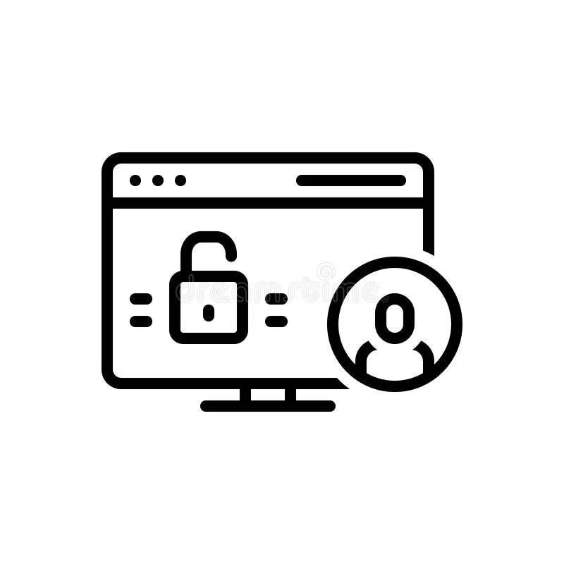 Black Line Icon for Access, Lock and Secure Stock Vector - Illustration ...