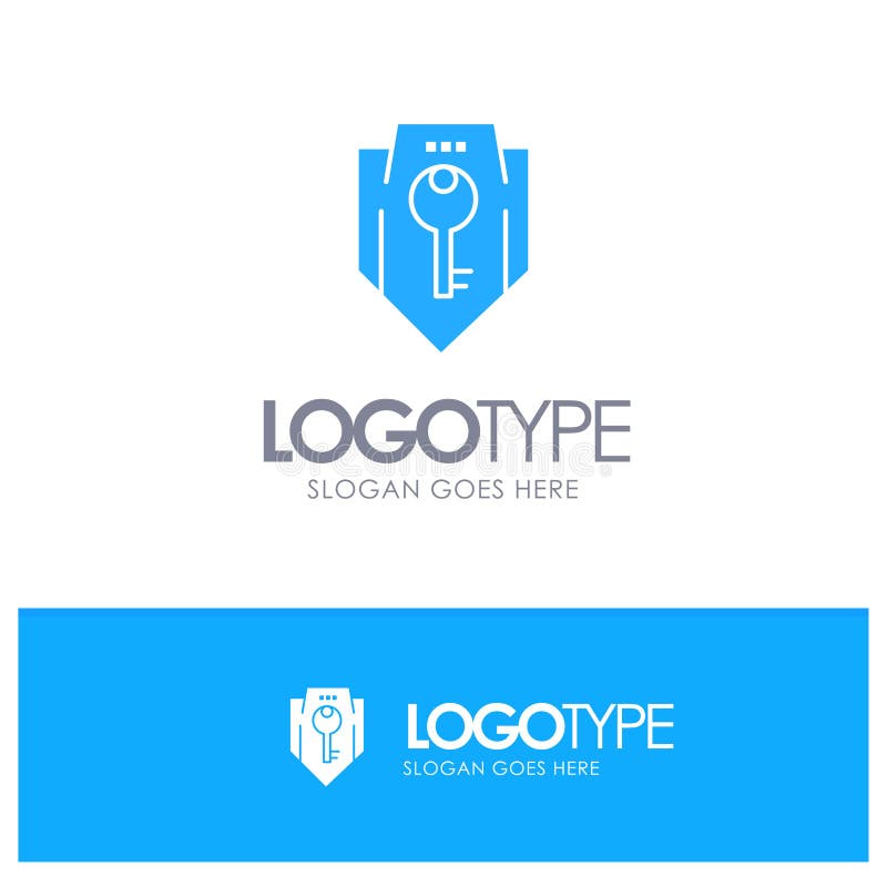 Access, Key, Protection, Security, Shield Blue Solid Logo with Place ...