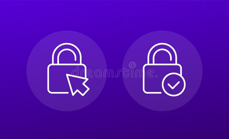 Access Line Icons with a Lock, Vector Stock Vector - Illustration of ...