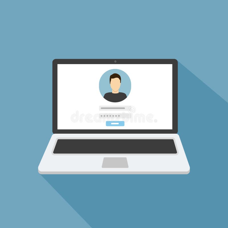 Laptop with Login Form Flat Icon Stock Illustration - Illustration of ...