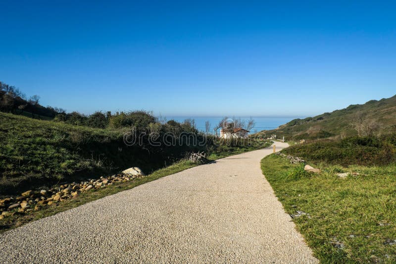 In the Middle of Green Fields, an Access Trail To the Beach Stock Photo ...