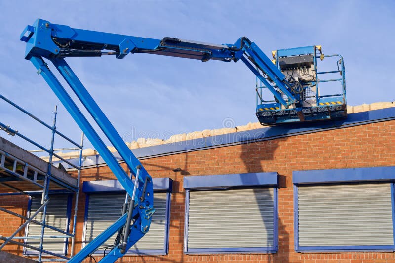 Access Platform Equipment Powered High in Sky at Construction Building ...