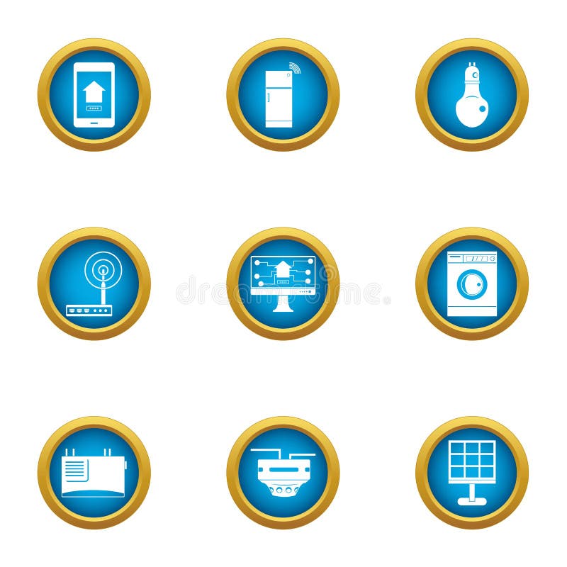 Access Point Icons Set, Flat Style Stock Vector - Illustration of ...