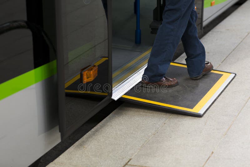 Access Ramp for Disabled Persons and Babies in a Bus Stock Photo ...