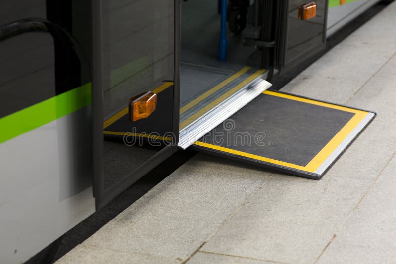 Access Ramp for Disabled Persons and Babies in a Bus Stock Image ...