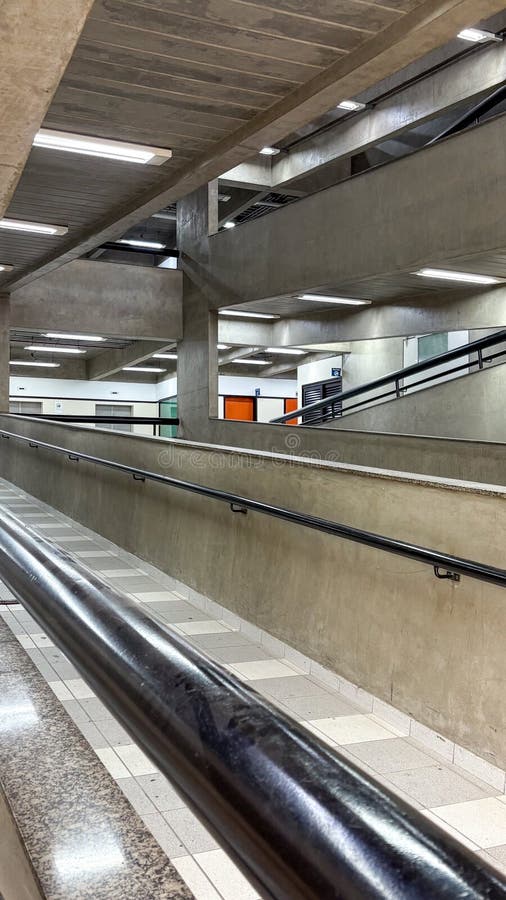 Access Ramps in Concrete Building Forming Diagonal Lines Stock Image ...