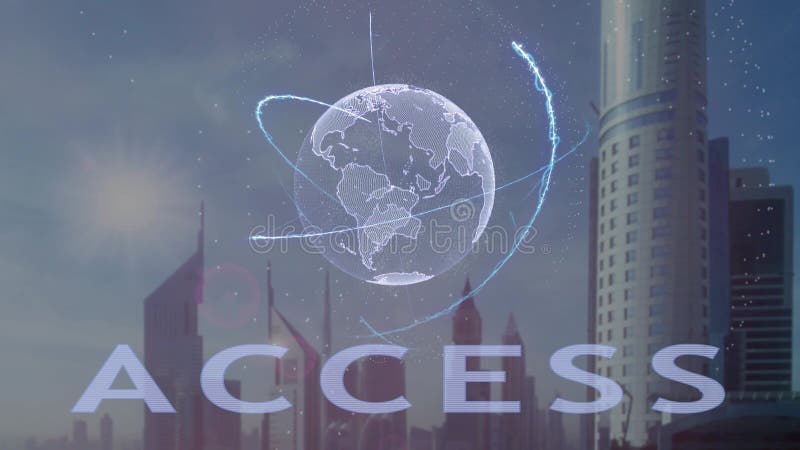 Access Text with 3d Hologram of the Planet Earth Against the Backdrop ...