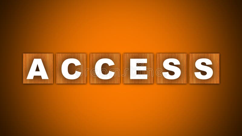 Access Text Title - Square Wooden Concept - Orange Background - 3D ...
