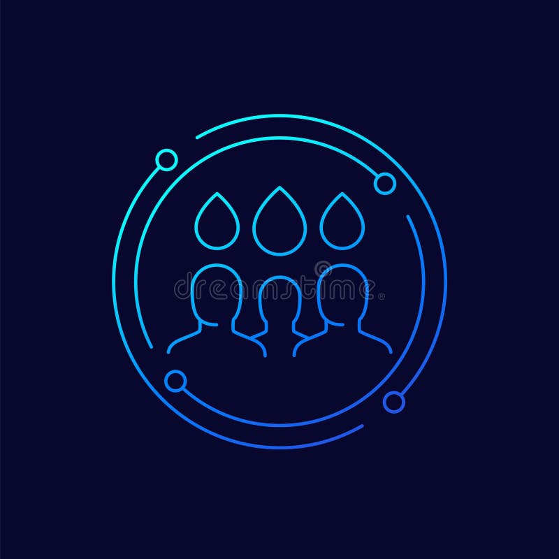 Access To Clean Water Line Icon, People and Water Stock Vector ...