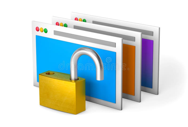 Access To Information is Open. Open Lock and Computer Windows Stock ...