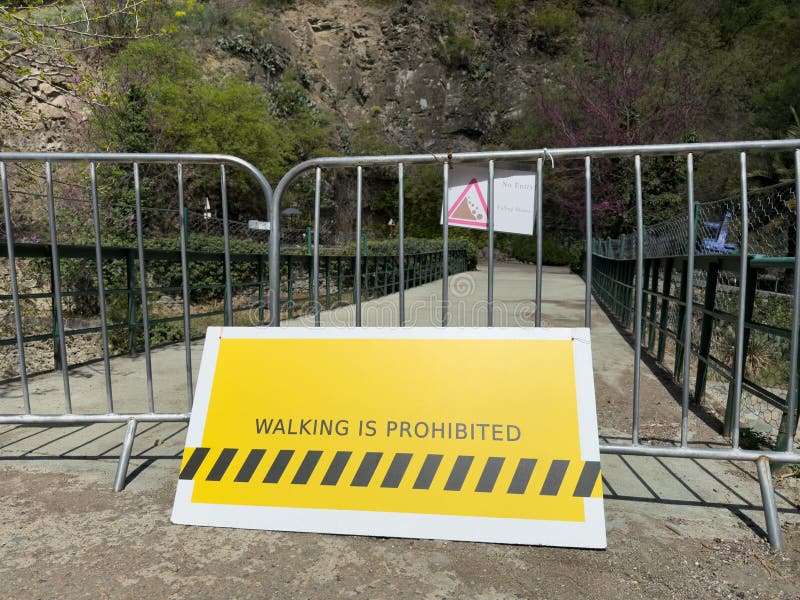 Access To Mountain Path is Closed Due To Falling Rocks Danger, with ...