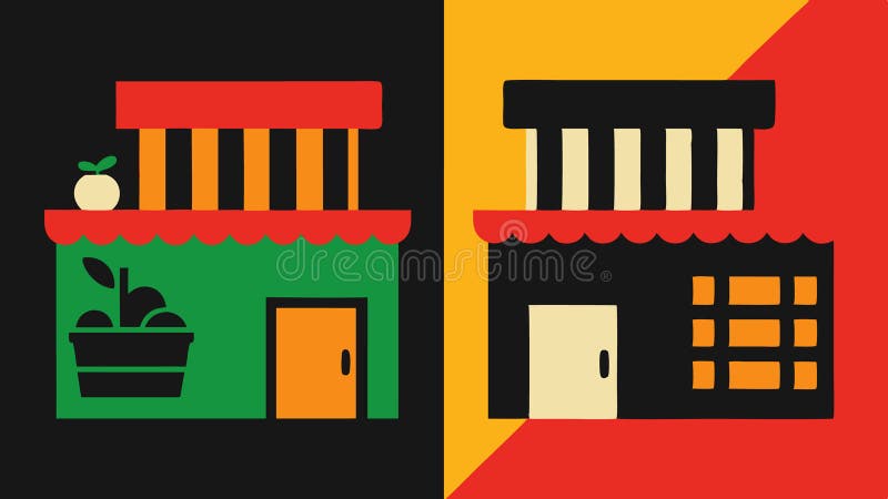 Access To Services a Contrast of Two Grocery Stores. Stock Illustration ...