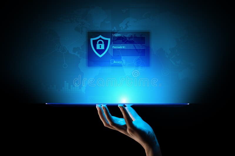 Access Window with Login and Password on Virtual Screen. Cyber Security ...