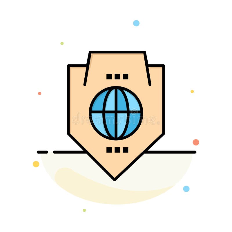 Access, World, Protection, Globe, Shield Abstract Flat Color Icon ...