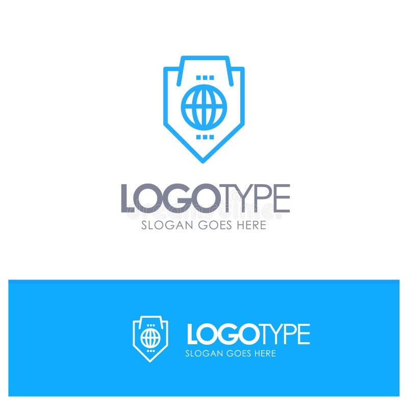 Access, World, Protection, Globe, Shield Blue Outline Logo Place for ...