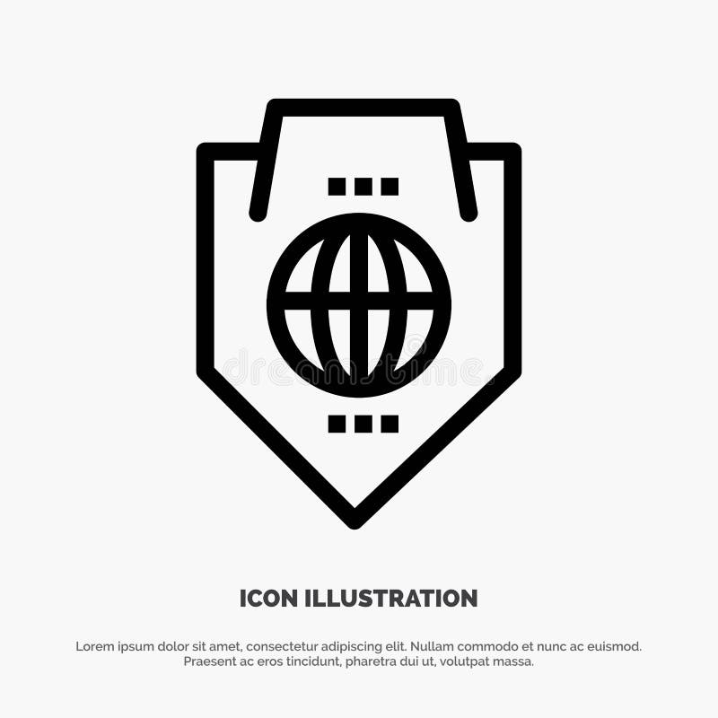 Globe and Shield Line Icon. Planet with Shield Vector Illustration ...