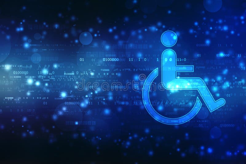 Accessibility Icon with Wheelchair and Technology Abstract Background ...