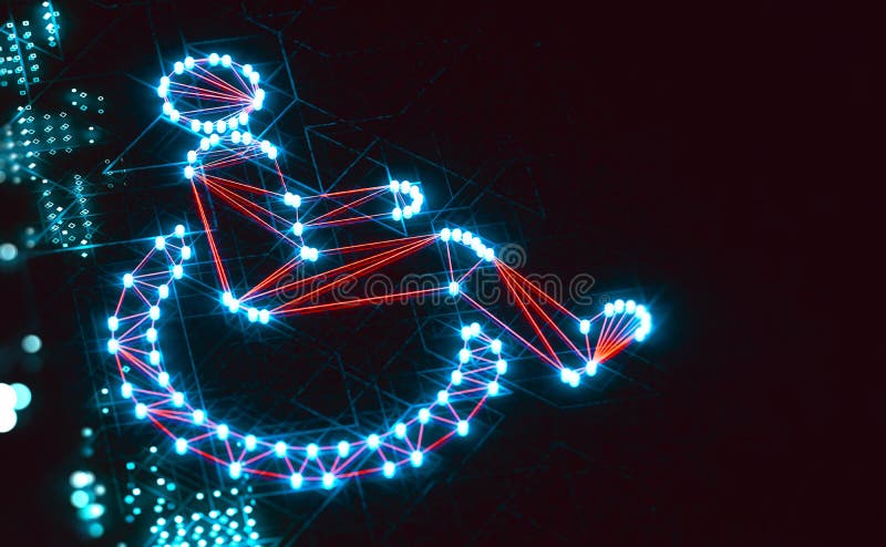 Accessibility Icon with Wheelchair and Technology Abstract Background ...