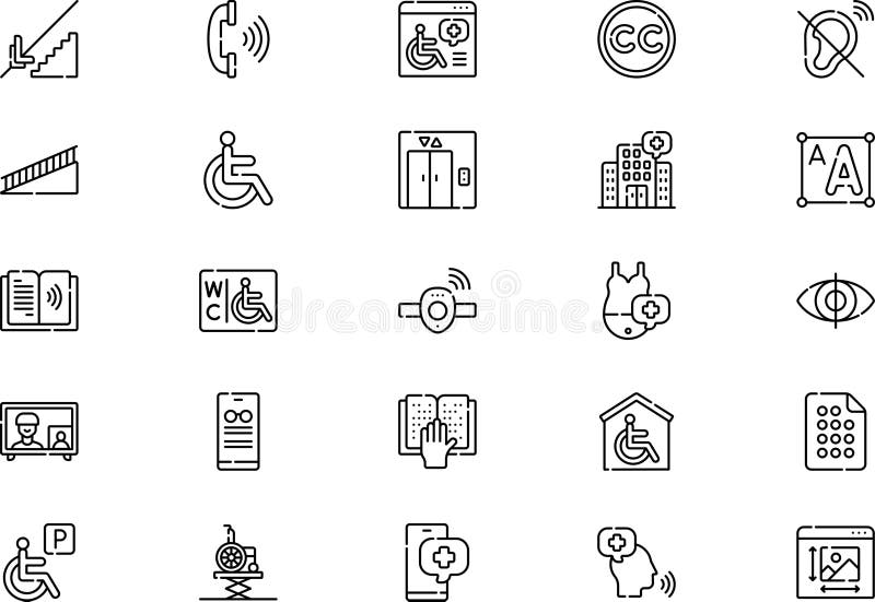 Accessibility Icons Collection is a Vector Illustration with Editable ...