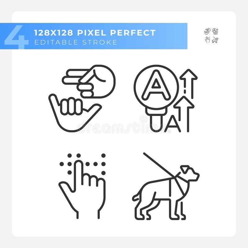 Accessibility for Sensory Disabilities Linear Icons Set Stock Vector ...