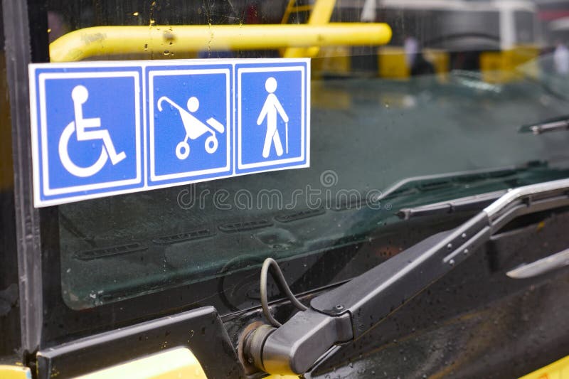Accessibility Signs on City Bus Indicating Features for All Users Stock ...