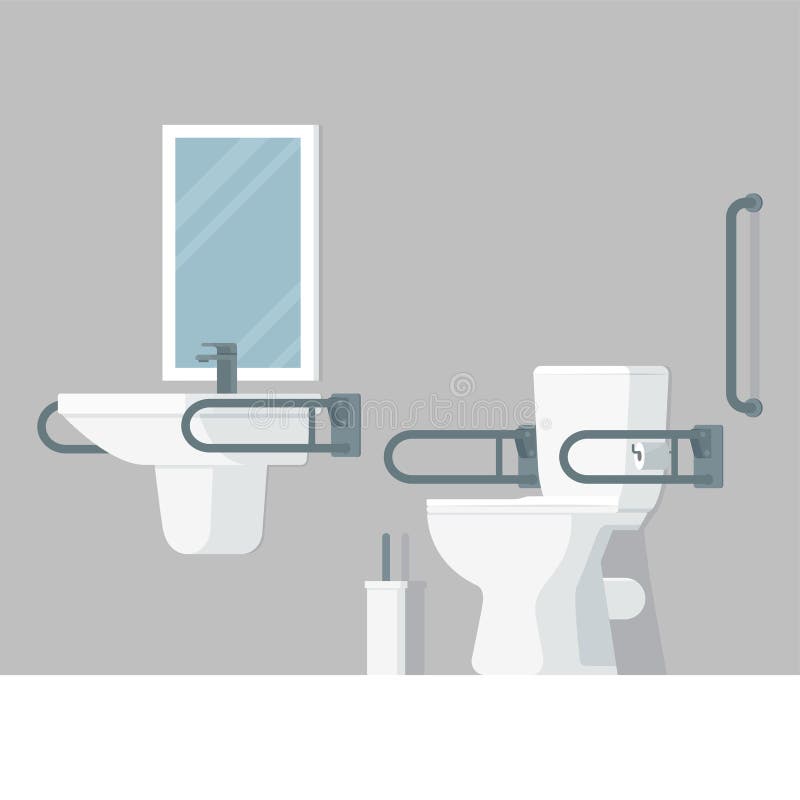 Accessible Bathroom for Disabled People Stock Vector - Illustration of ...