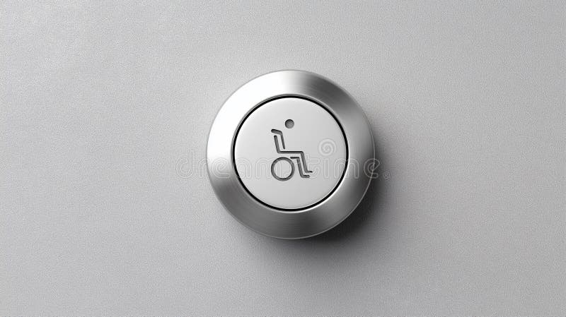 Accessible Button with Wheelchair Symbol on a Sleek Silver Surface ...