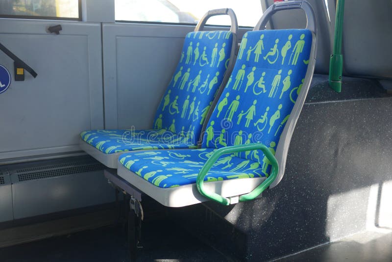 Accessible, Colorful Seating for Public Transport Buses Stock Image ...