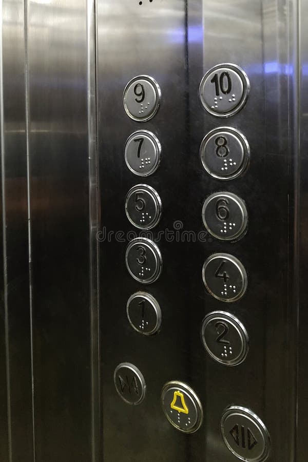 Accessible Elevator Push Buttons with Numbers and Braille Font Stock ...