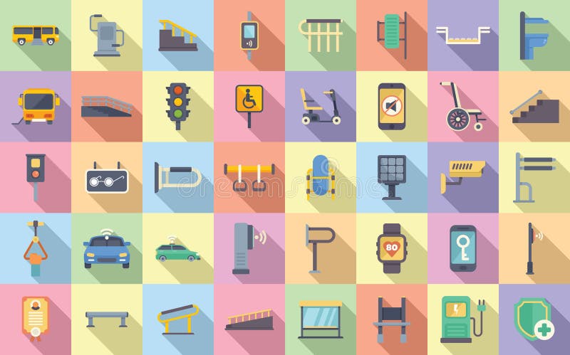 Accessible Environment Icons Set Flat Vector. Free Care Stock ...
