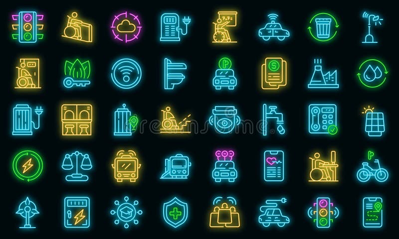 Accessible Environment Icons Set Vector Neon Stock Vector ...